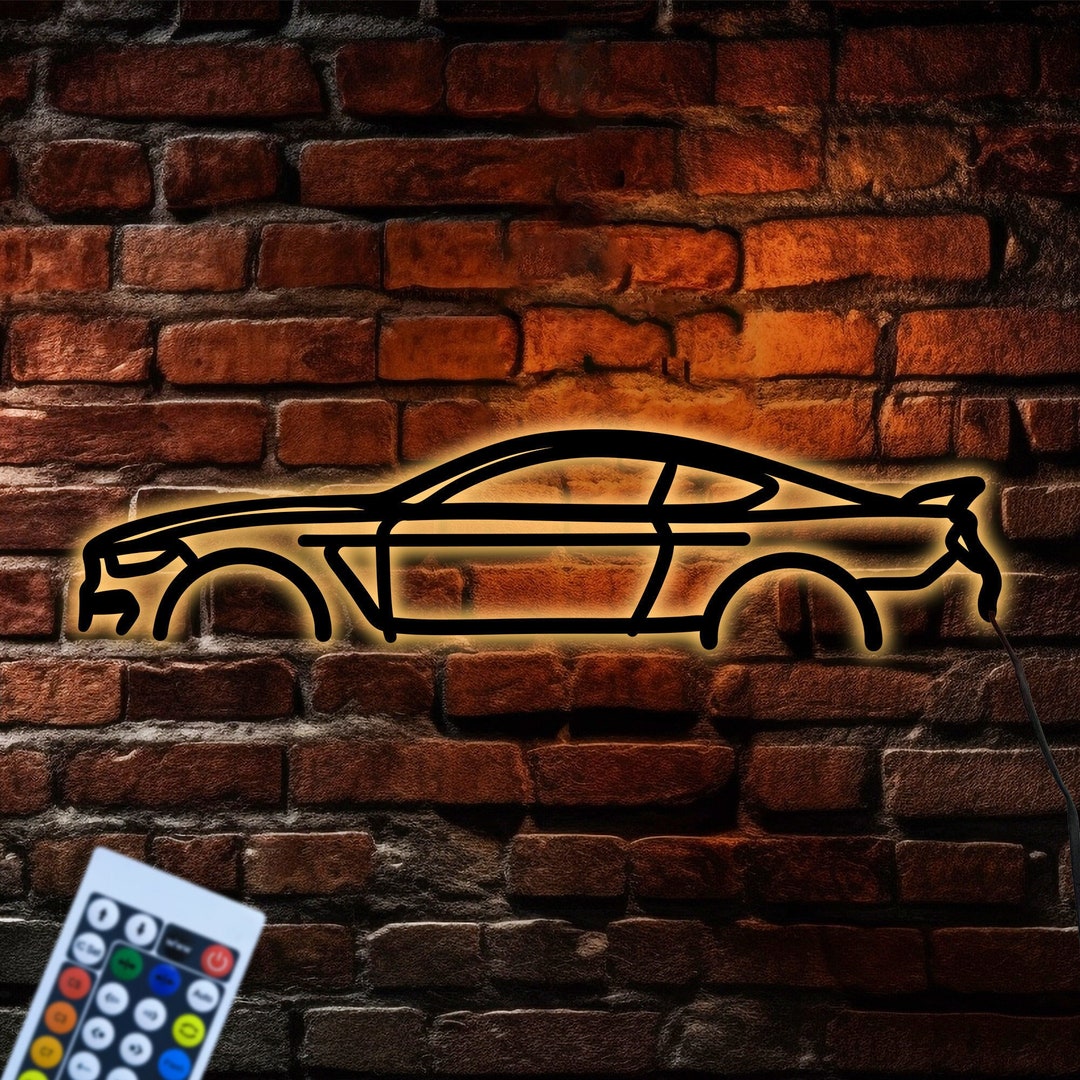 American Car Wall Sign LED Light, Muscle Car Wall Hanging, Gift for Him ...