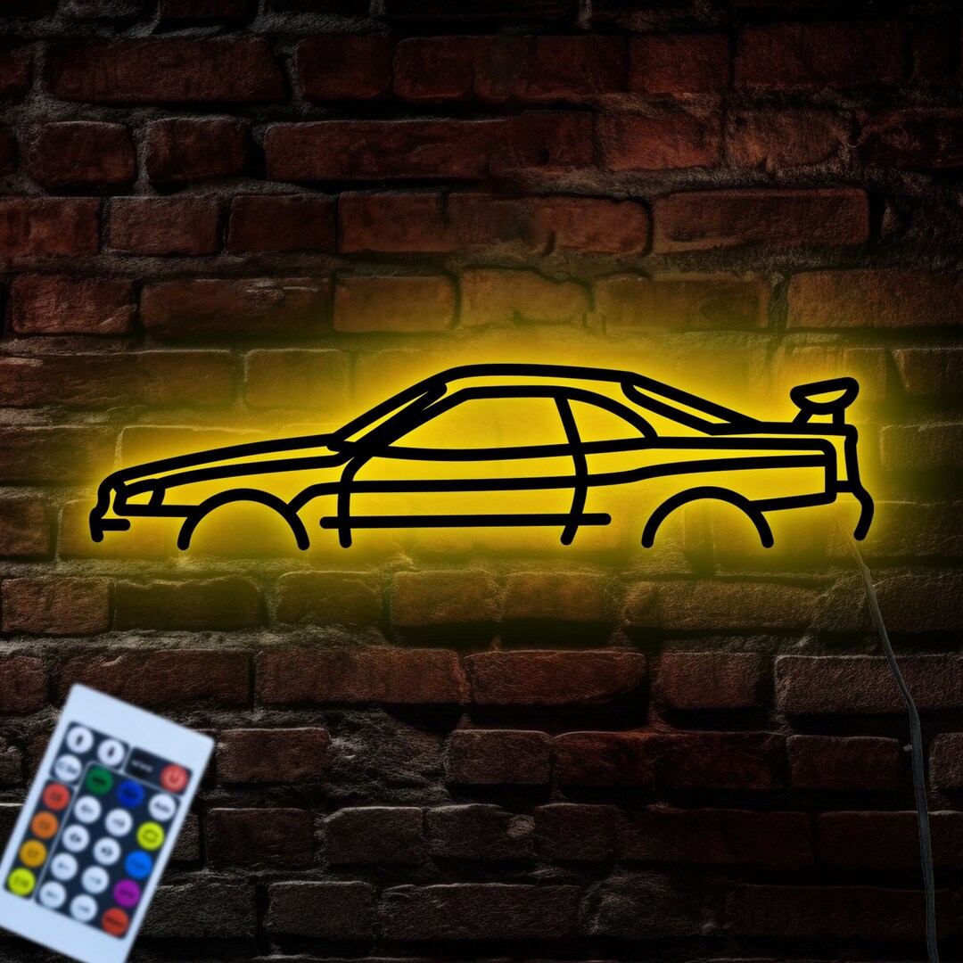 Sports Car Metal Wall Art LED Sign, Car Minimalline Art, Garage Wall ...