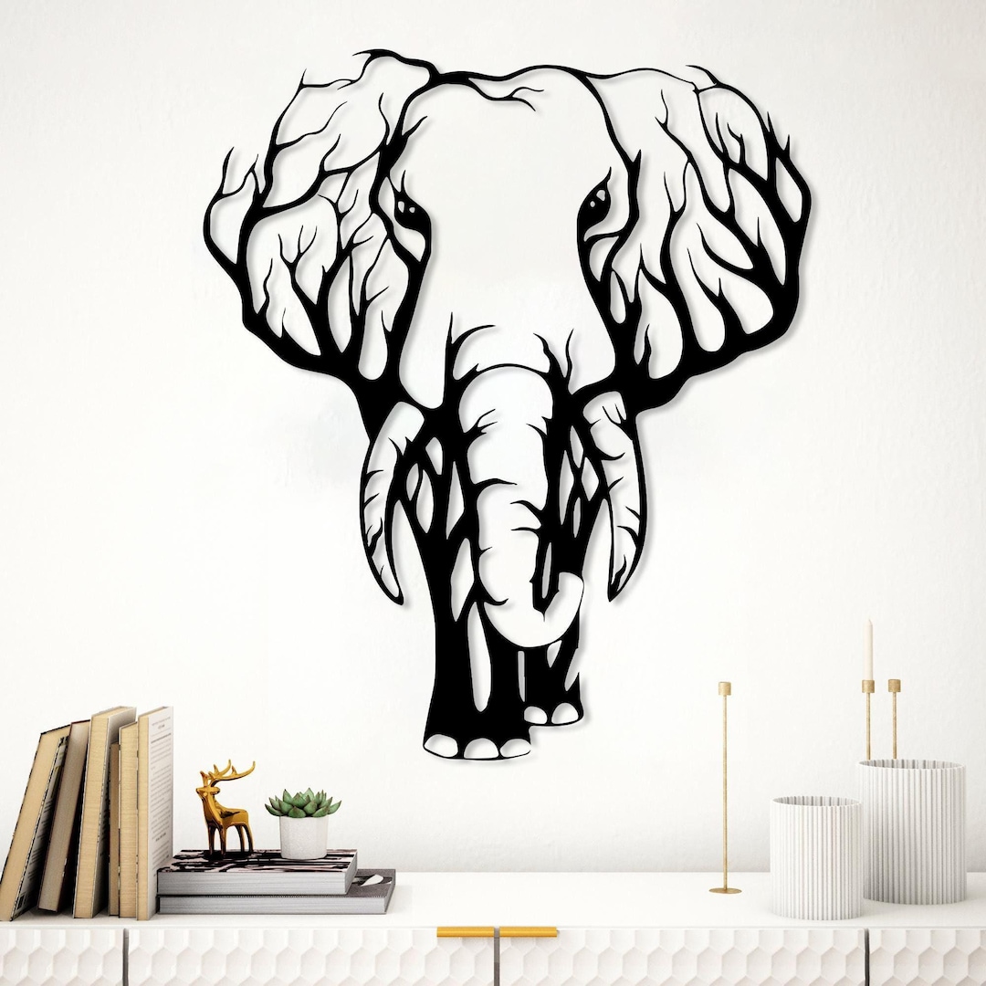 Elephant Metal Wall Art, Tribal Elephant Decor,large Wall Hanging ...