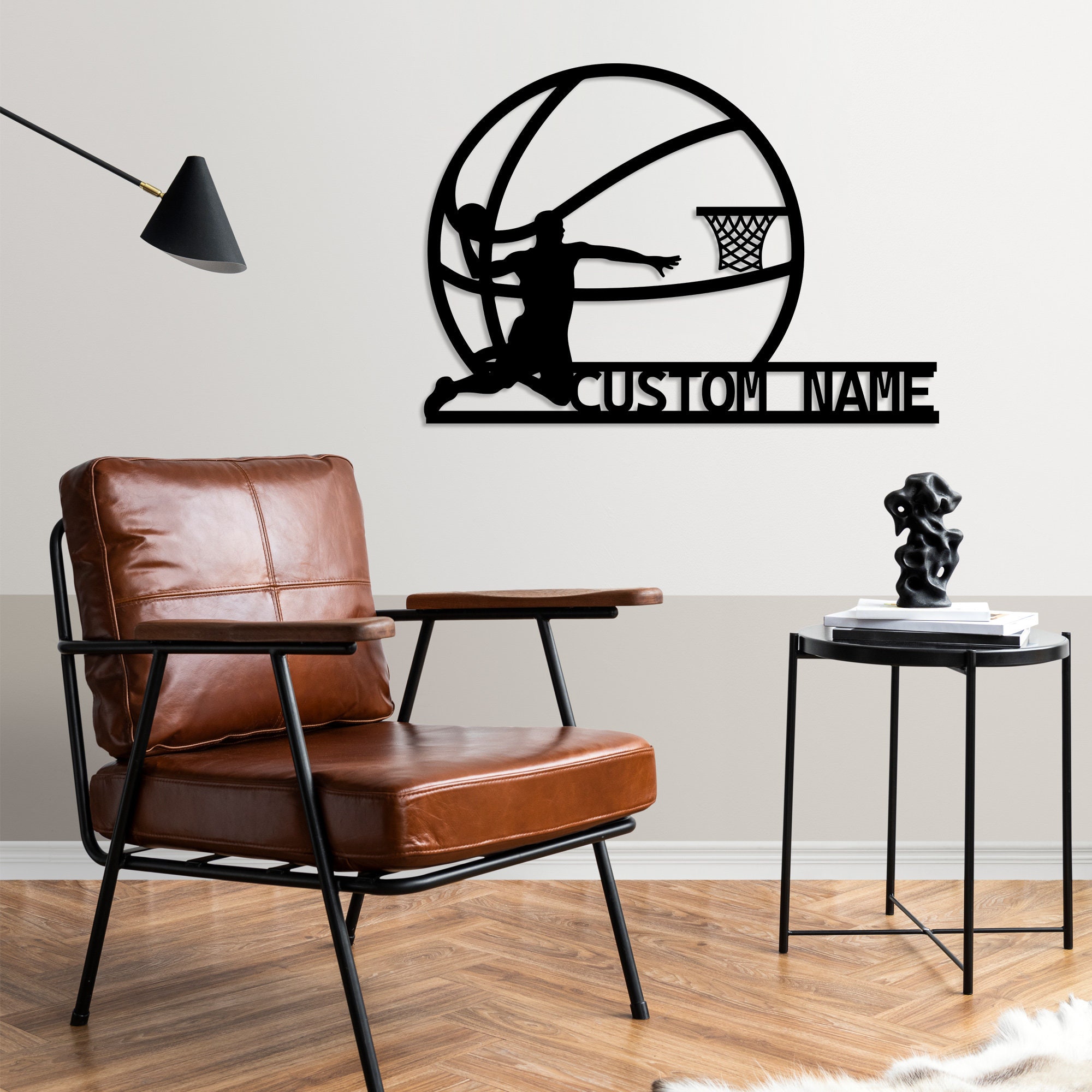 Custom Basketball Name Metal LED Wall Decor, Personalized Name Sign ...