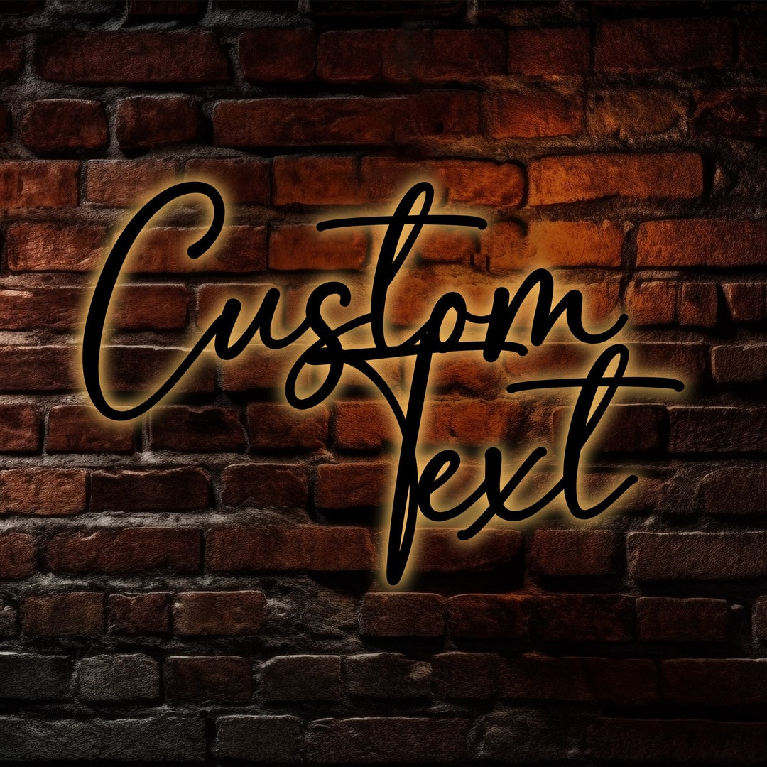 Personalized Metal Words Wall Sign Led Light, Your Custom Text, Custom ...