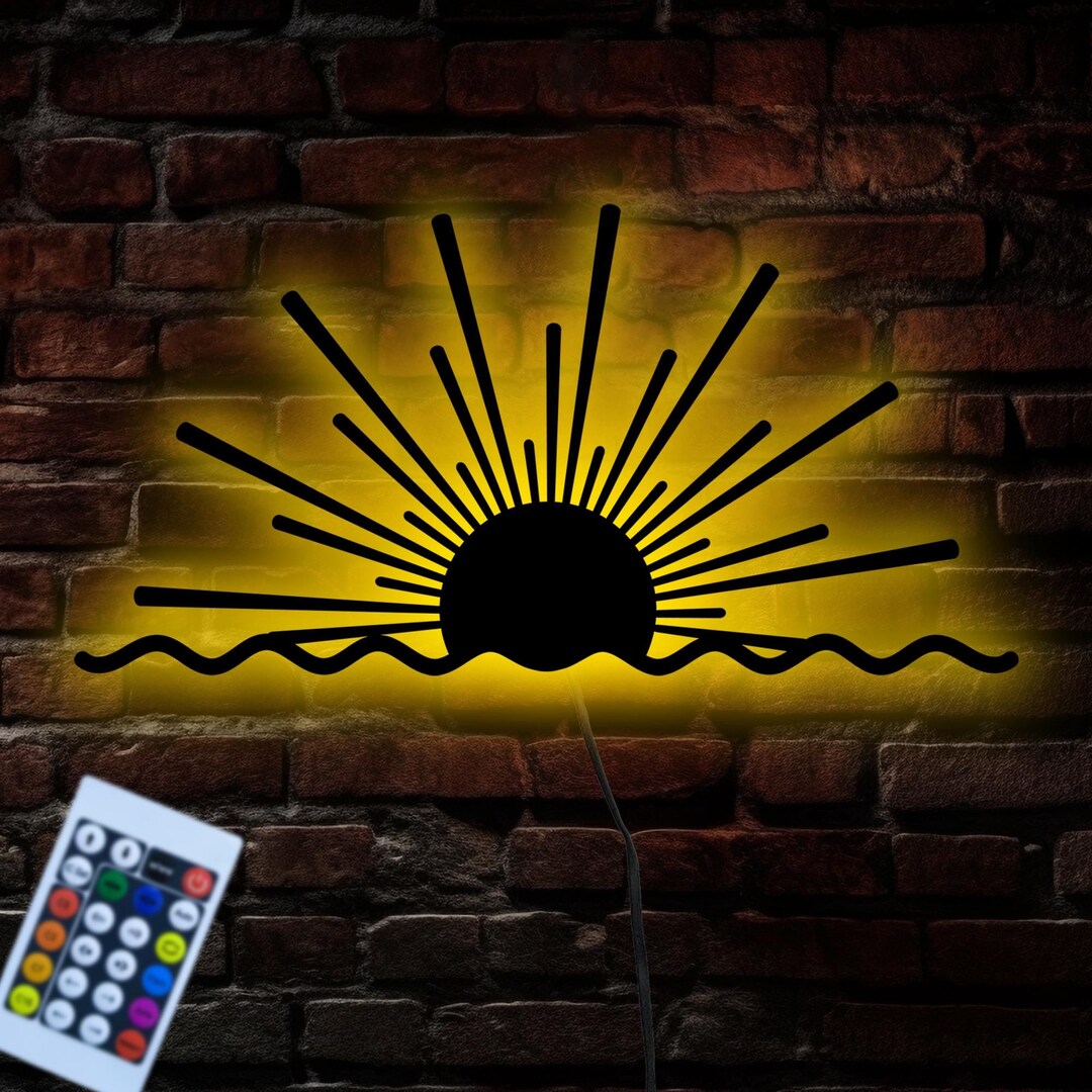 Sunrise Metal Wall Art LED Light, Light up Wall Decor, Christmas Gift ...