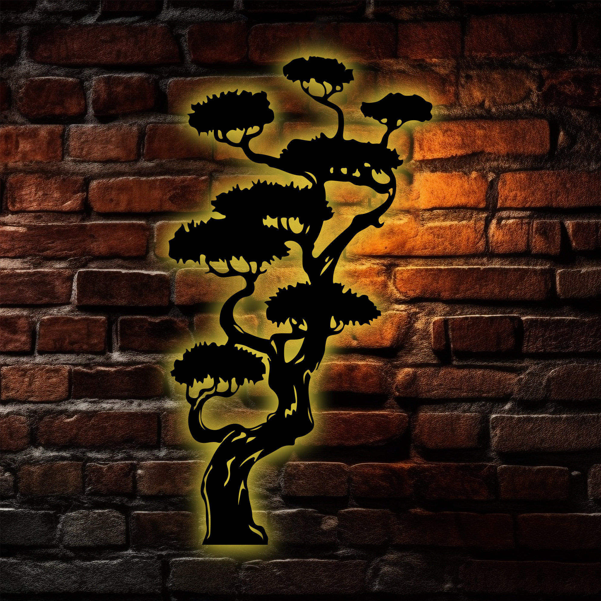 Tree Metal Wall Art LED Lights, Light up Bonsai Wall Decor, Nature ...