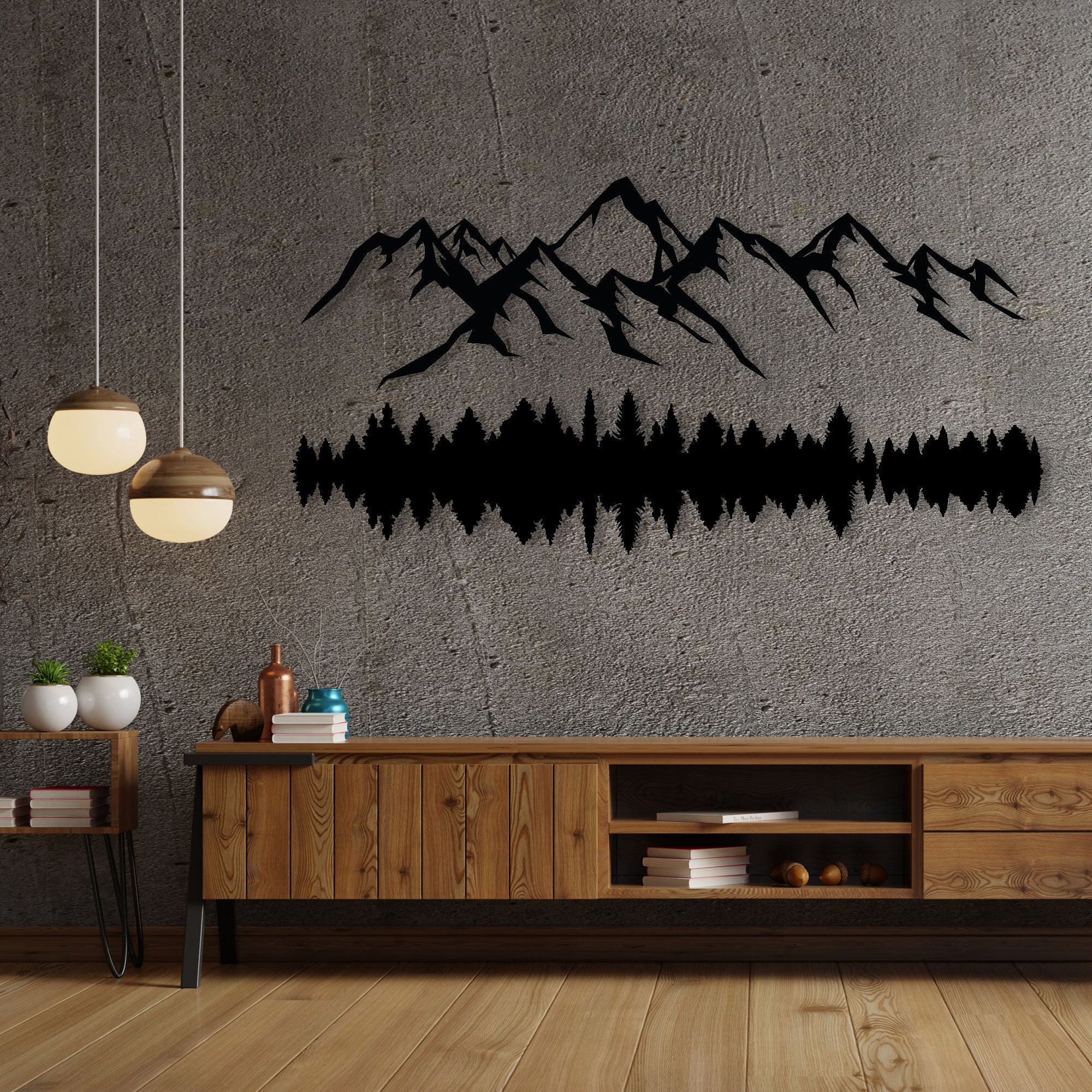 Mountain and Forest Metal Wall Decor,nature Wall Art, Hill and Trees ...