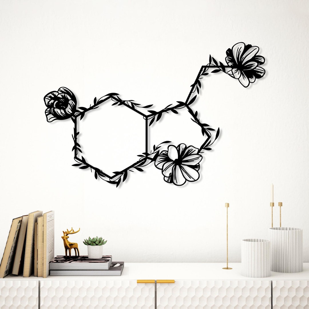 Wildflower Serotonin Metal Wall Decor, Flowered Serotonin Molecule ...