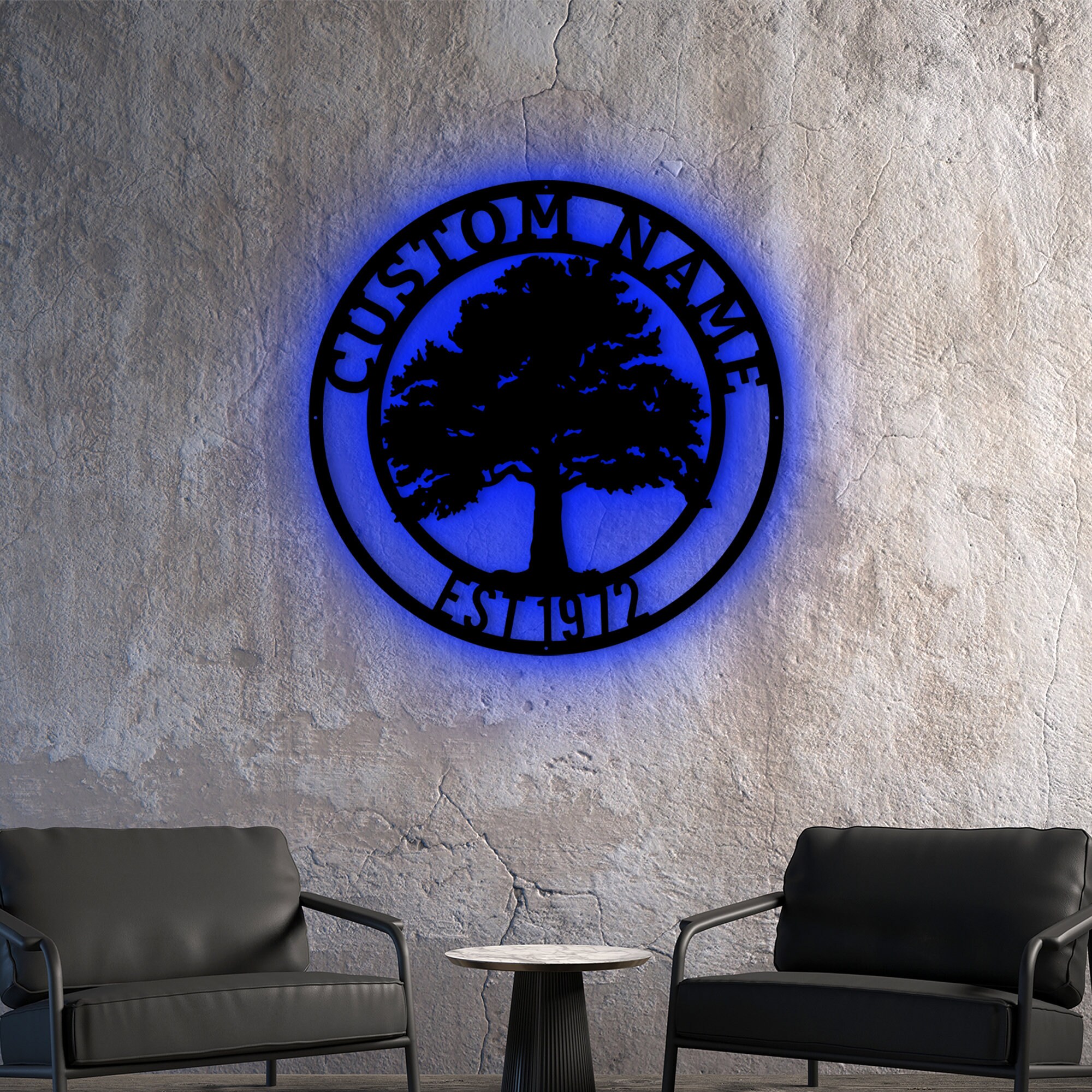 Custom Tree of Life Metal Wall Art LED Sign, Personalized Family Name ...