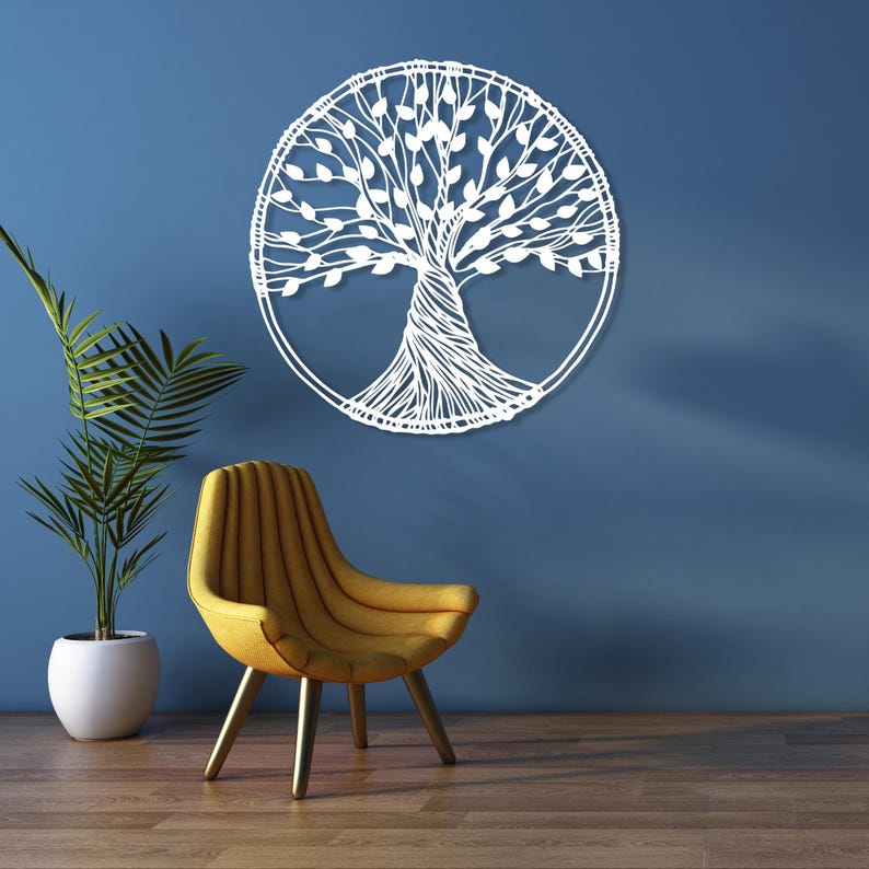 Tree of Life Metal Wall Decor, Round Tree of Life Wall Art, Tree Sign ...