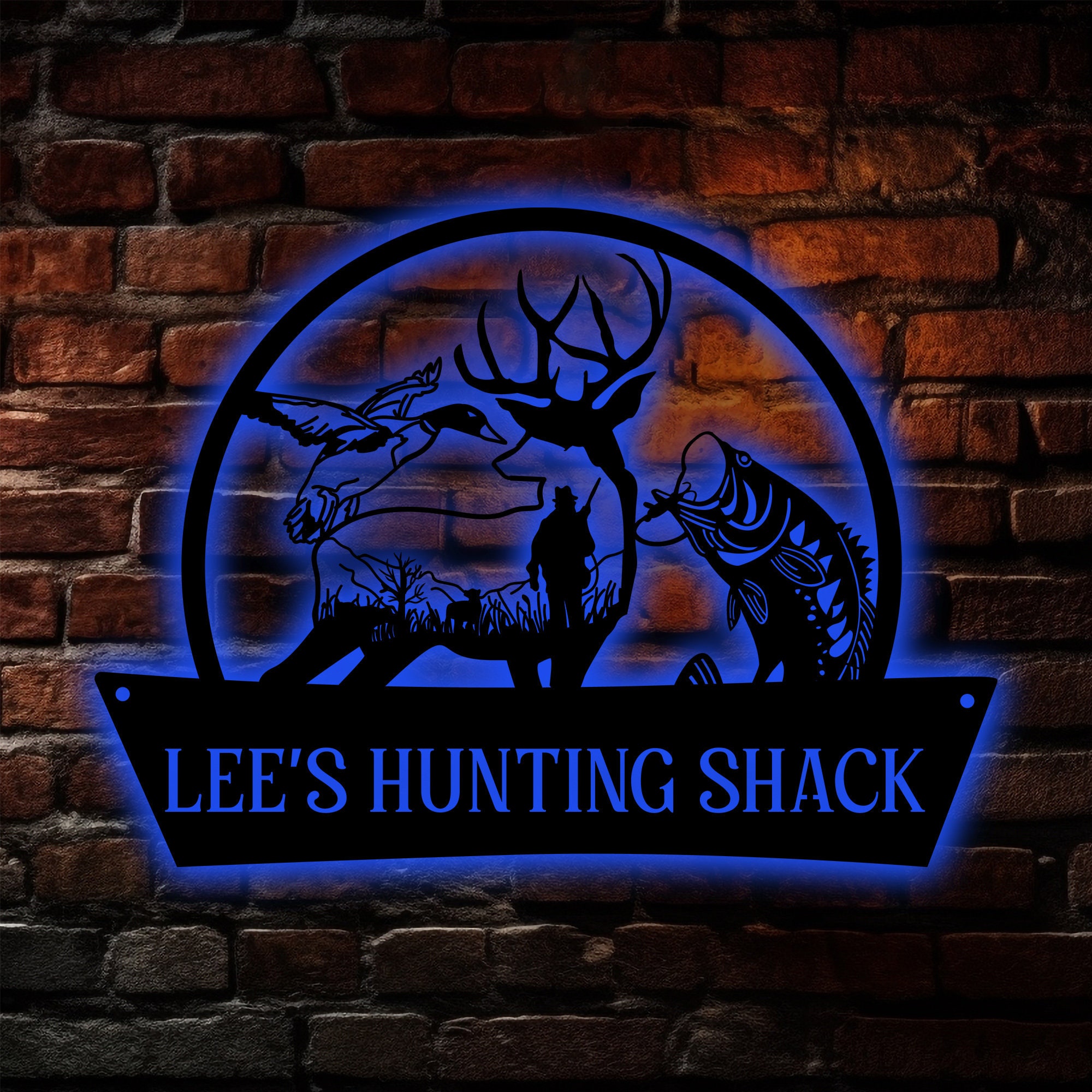 Personalized Hunting Shack Metal Wall Sign Led Light, Custom Hunting ...