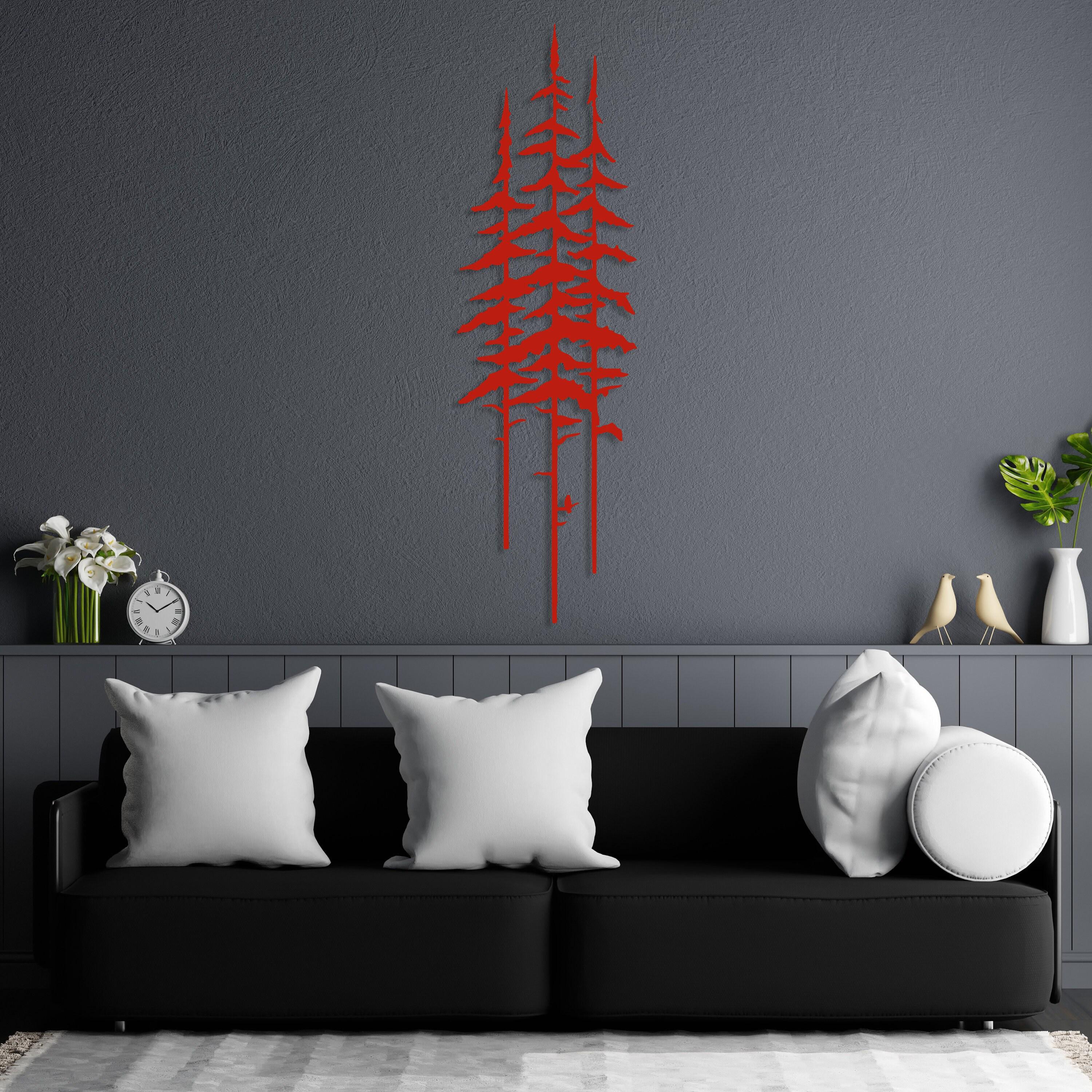 Wispy Pine Tree Metal Wall Art, Steel Pine Decor, Large Tree Decor ...