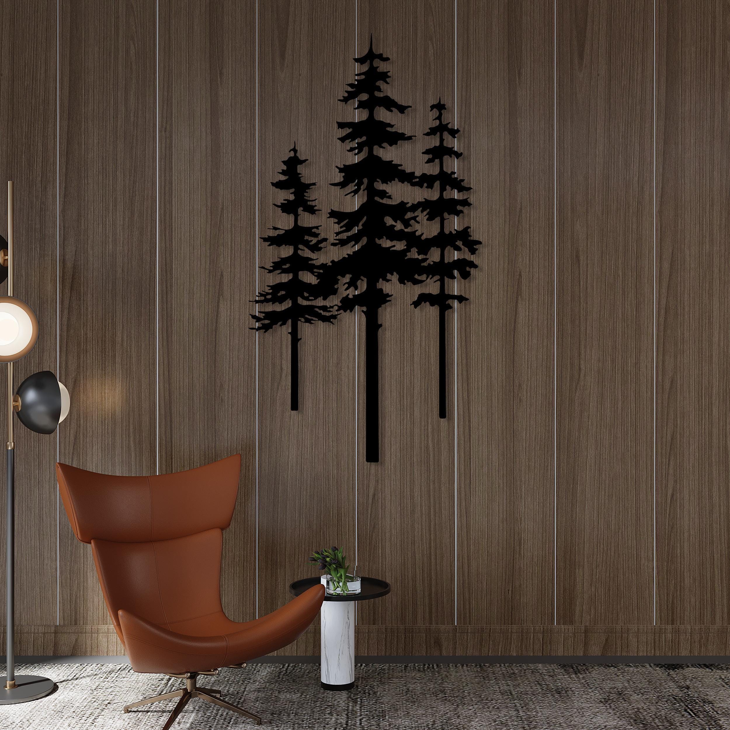 Pine Tree Metal Wall Art, Rustic Wispy Pine Wall Art, Nature-inspired ...