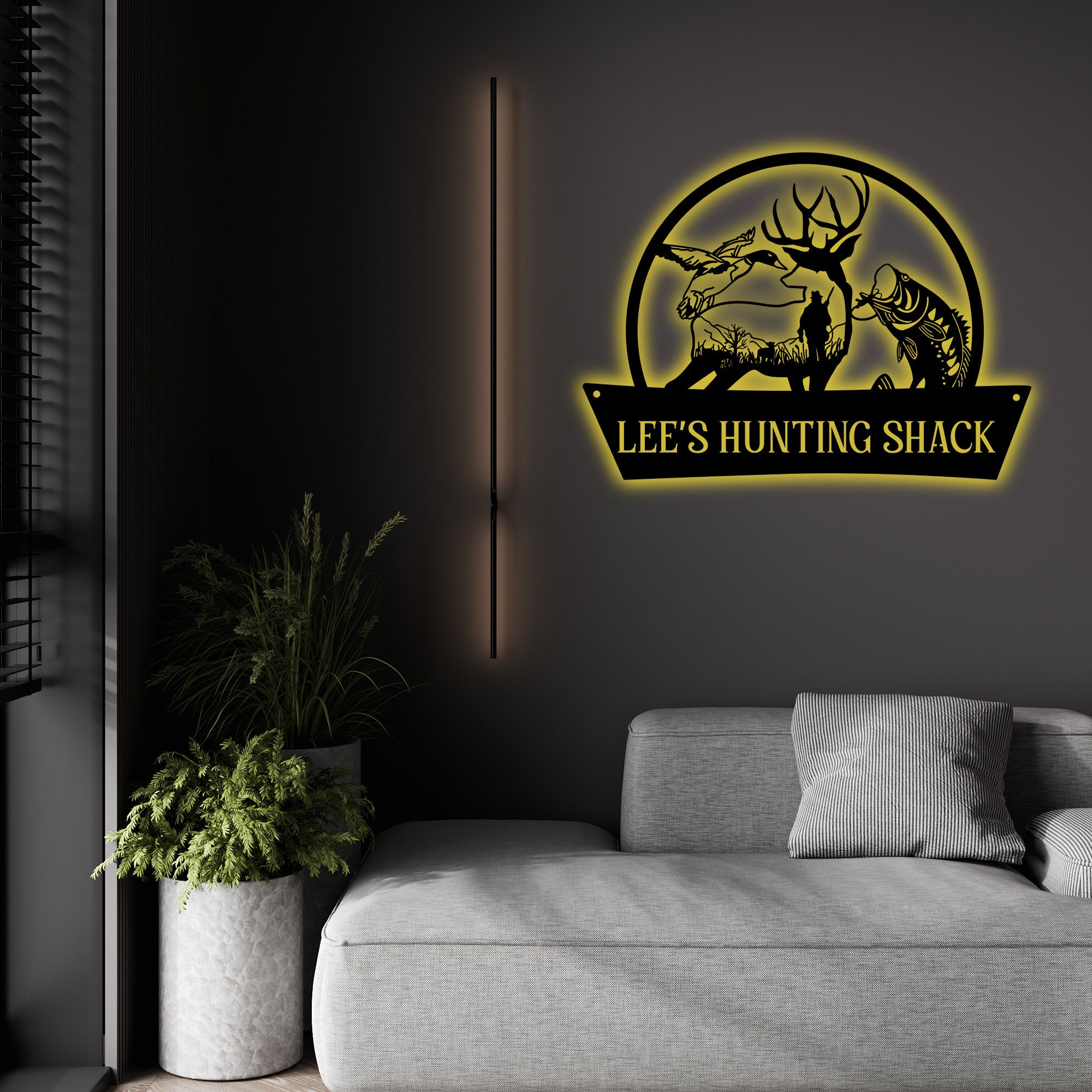 Personalized Hunting Shack Metal Wall Sign Led Light, Custom Hunting ...