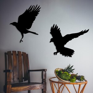 Crows Metal Wall Art, Black Crow Sign, 3-6 Pieces Raven Decor, Young ...
