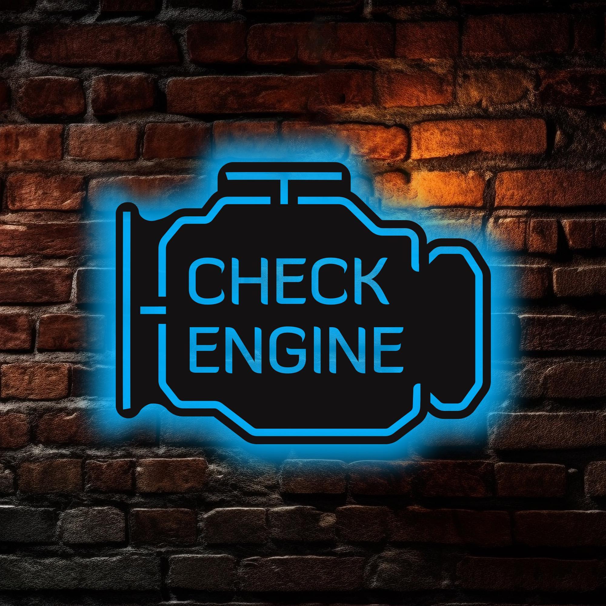 Check Engine LED Light Metal Signs, RGB LED Metal Wall Decor With Check ...
