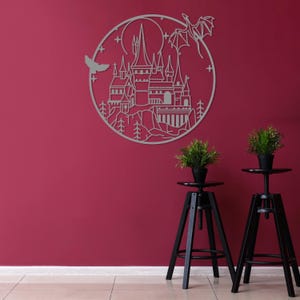 Wizard Magic School Metal Wall Art, Movie Fan Gift, Witch and Wizard ...