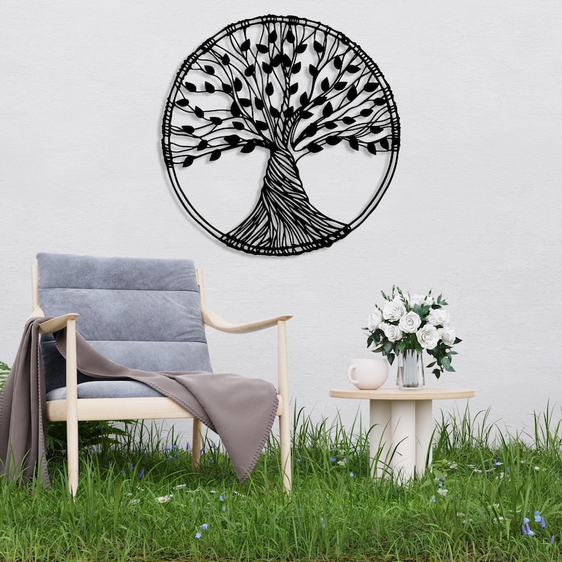 Tree of Life Metal Wall Decor, Round Tree of Life Wall Art, Tree Sign ...