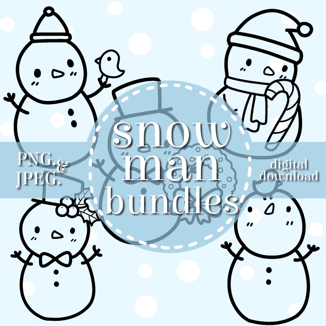 Snowman Clipart Bundle 15 Png,jpeg Snowmen Images, Charming Winter Snow ...