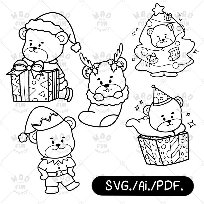 Christmas Bear Cute Bear Teddy Bear SVG SVG Files for Cricut - Etsy