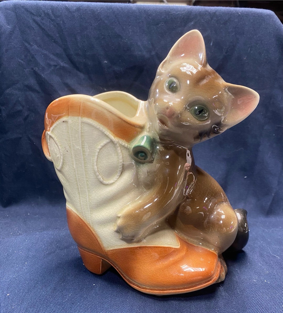 Vintage Cat Planter - Etsy