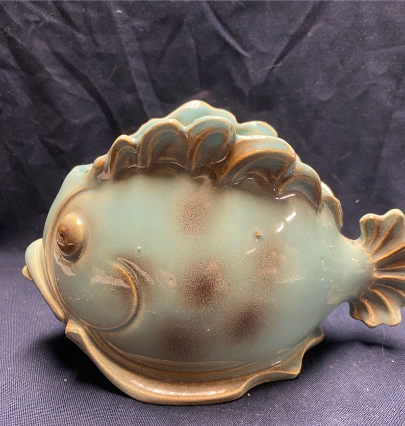 Blue Ceramic Fish Planter - Etsy