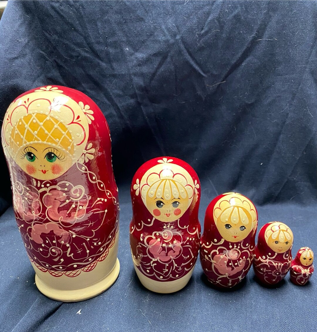 Red Nesting Dolls - Etsy