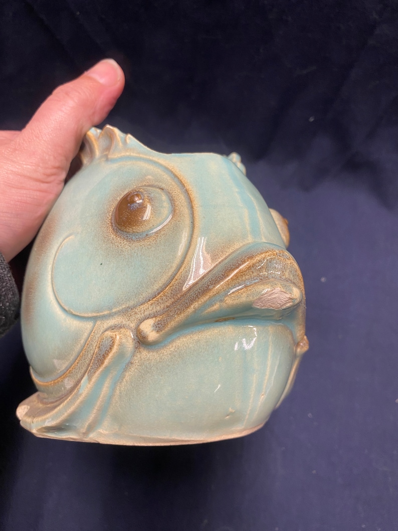 Blue Ceramic Fish Planter - Etsy