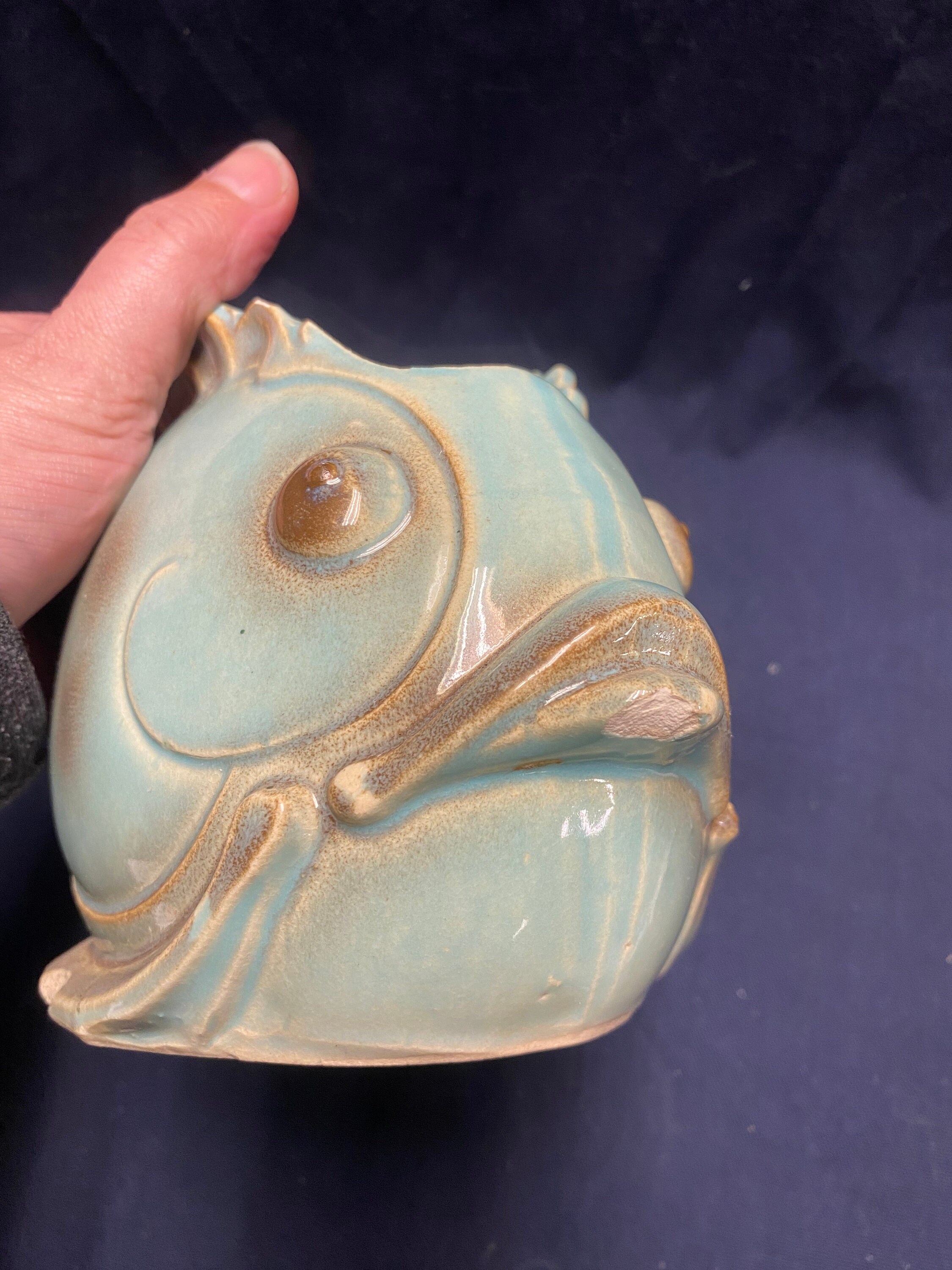 Blue Ceramic Fish Planter - Etsy