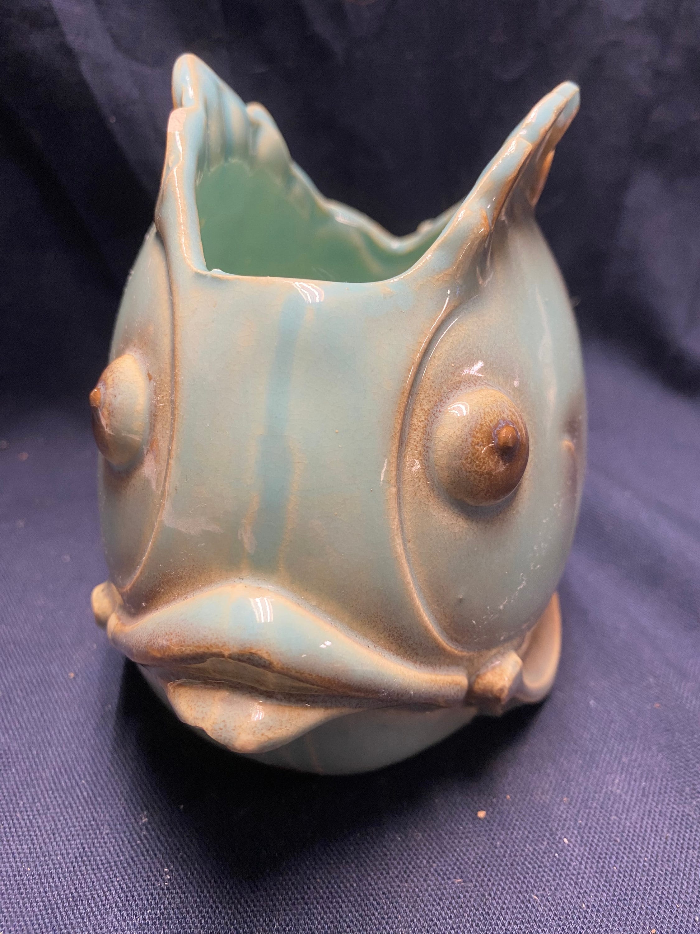 Blue Ceramic Fish Planter - Etsy