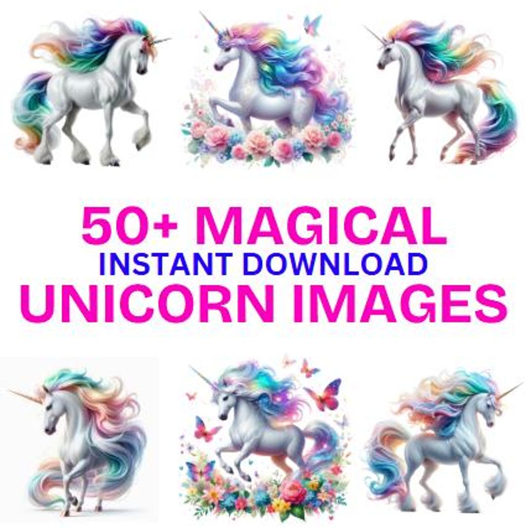 50+ Magical Unicorn Clipart Bundle | Instant Download | Fantasy Unicorn ...