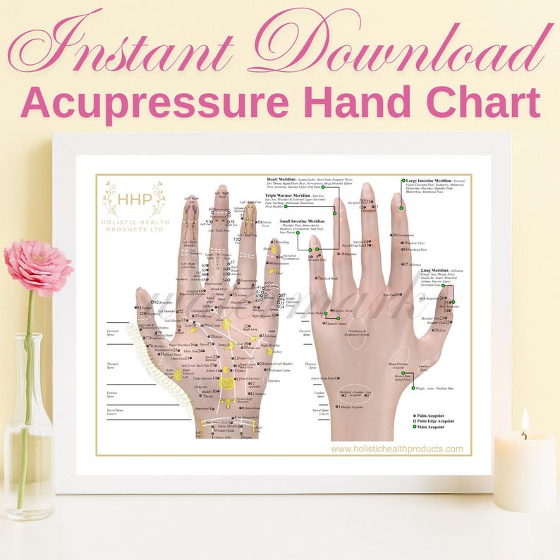 Acupressure Hand Chart PNG Reflexology & Meridian Points Digital ...