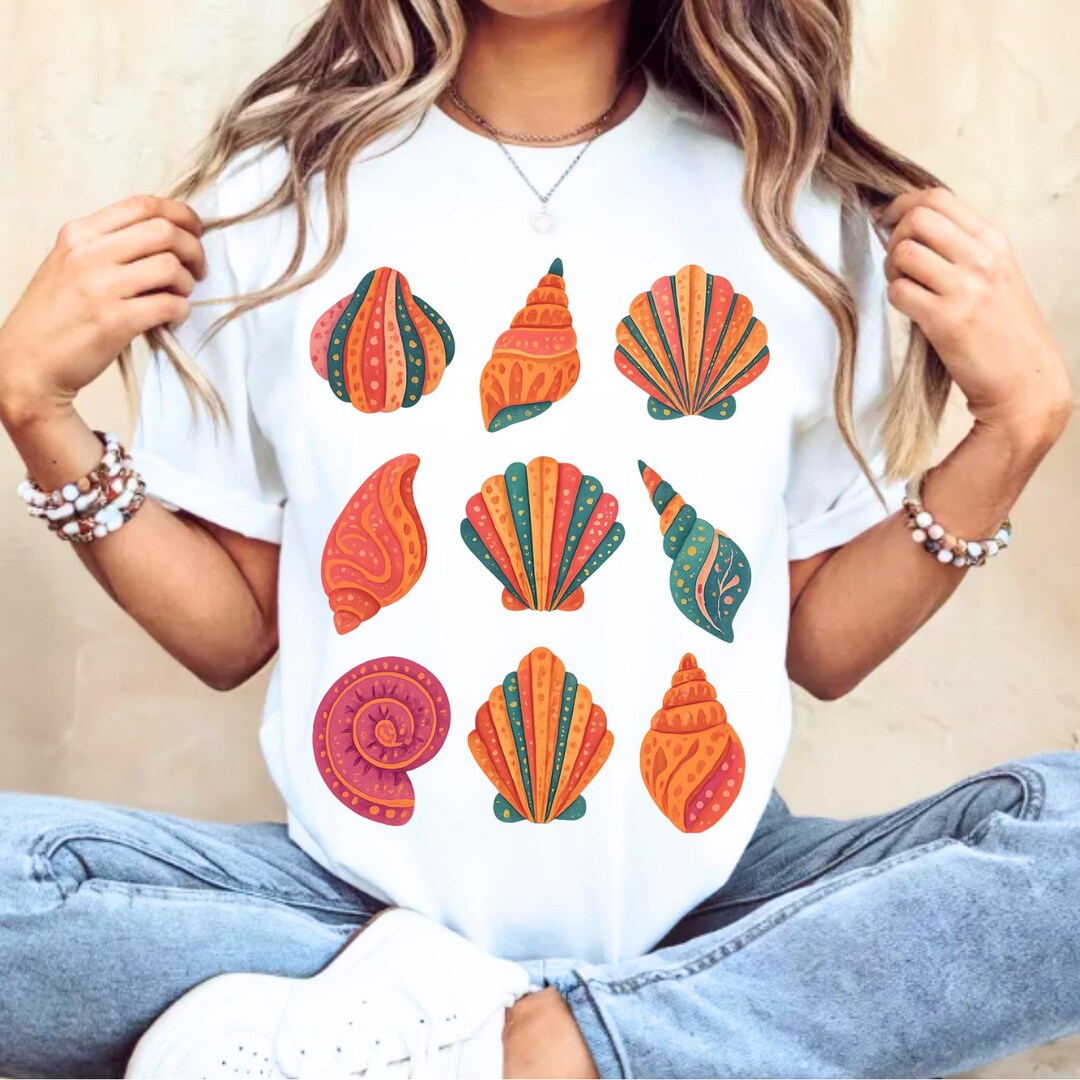 Boho Seashells PNG Summer Vibes Clipart 9 Vibrant Hand Drawn Shells ...