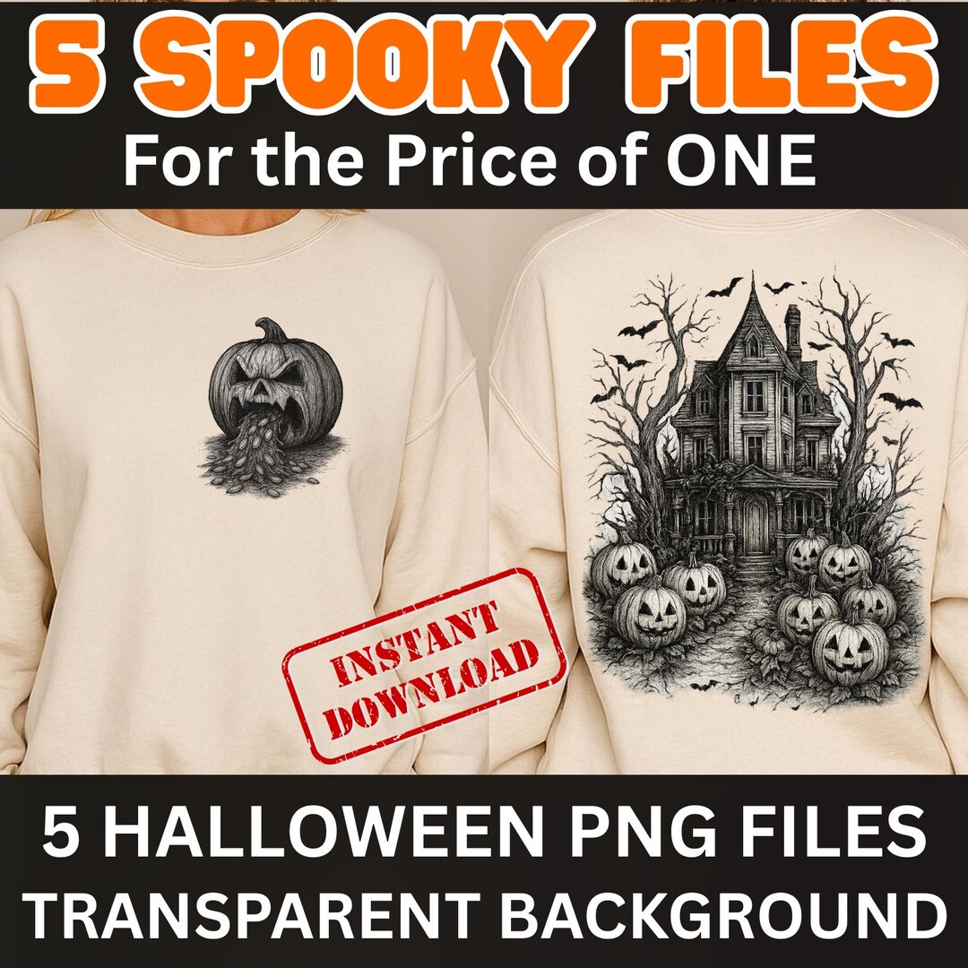 Haunted Halloween PNG Bundle - 5 Spooky 300 DPI Pngs for the Price of ...