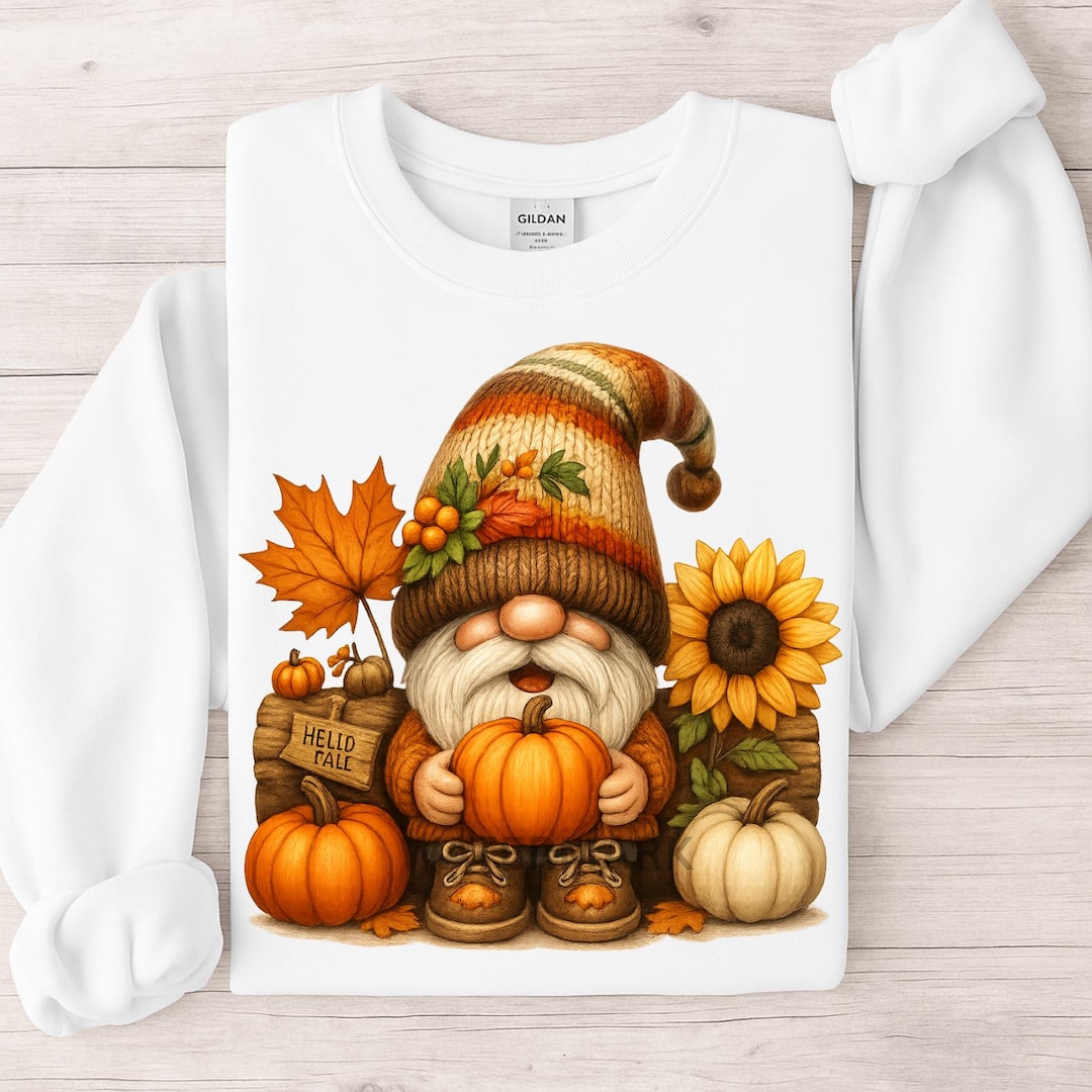 Fall Gnome PNG Cute Autumn Gnome With Pumpkins and Sunflower 300 DPI ...