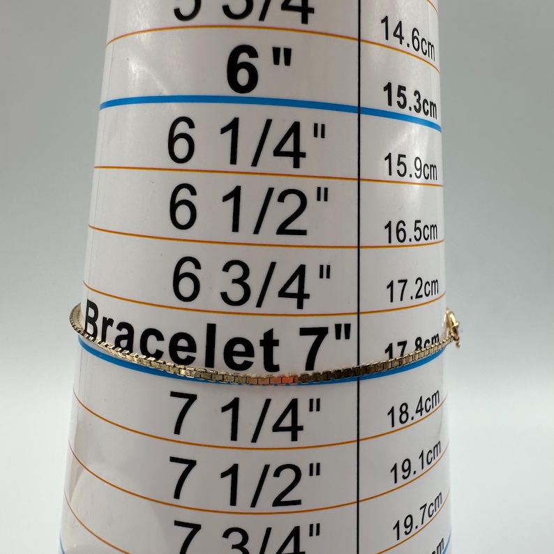 14K Solid Gold Box Link Bracelet, 7 Inch Length - Etsy