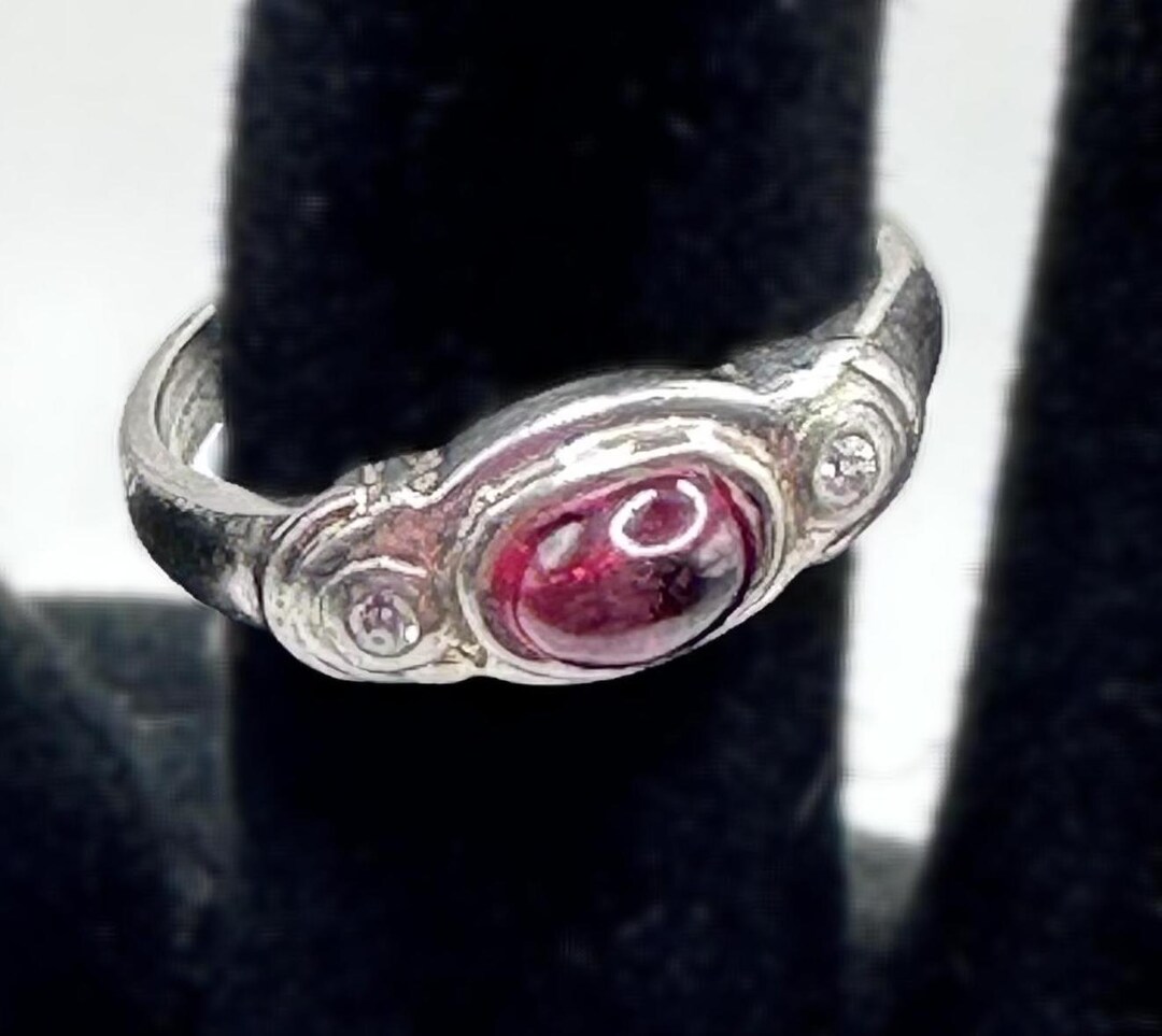 Vintage Sterling Silver Pink Garnet Ring Size 6 - Etsy