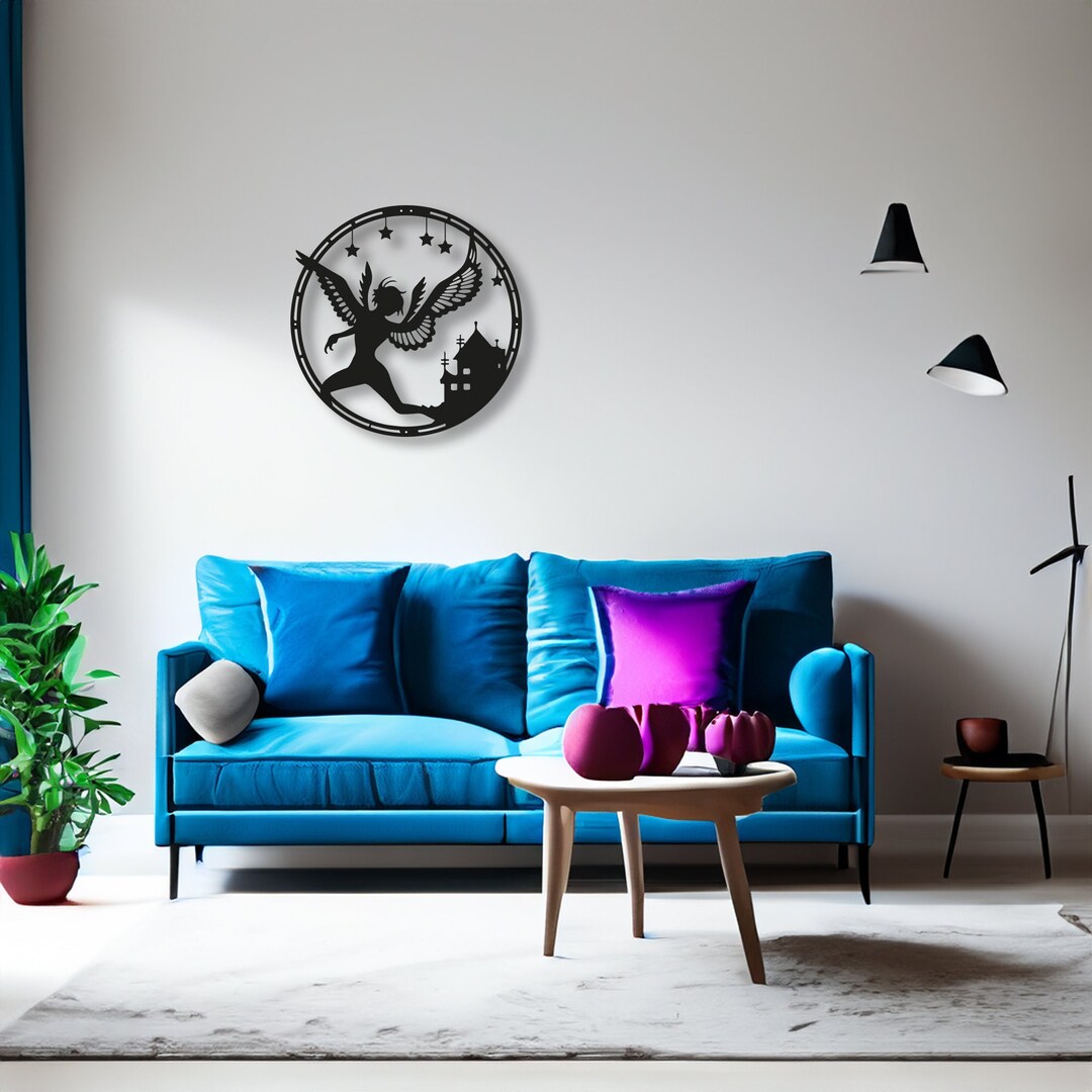 Abstract Psychedelic Angel Wings Metal Wall Art Aesthetic Gothic Wall ...