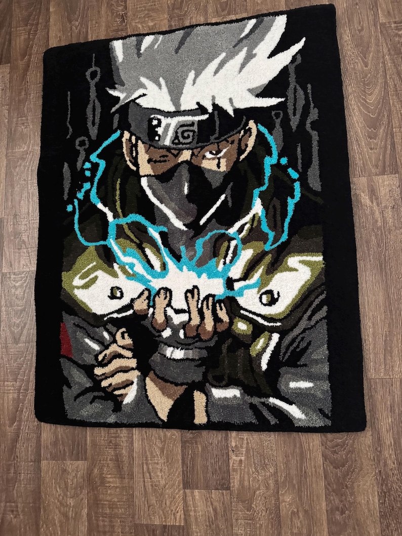 Naruto Inspired | Kakashi Inspired | Anime Ninja Fan Art Tufted Rug ...