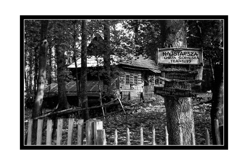 Printable Black and White Wall Art Polish Traditional Log Cabin Digital ...