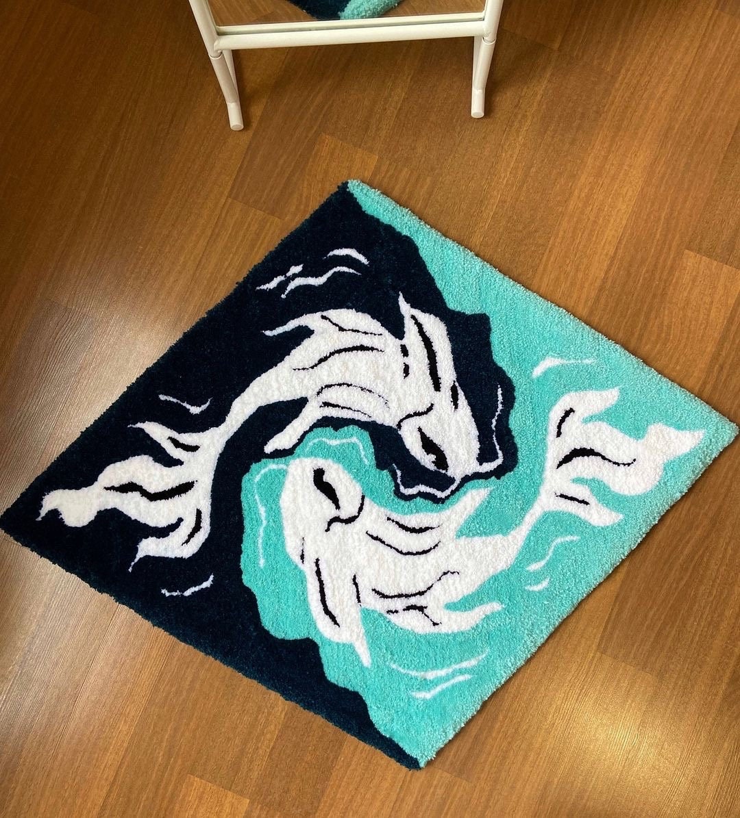 Koi Yin Yang Fish Rug, Custom Tufted Rug Fluffy & Soft Tufting - Etsy