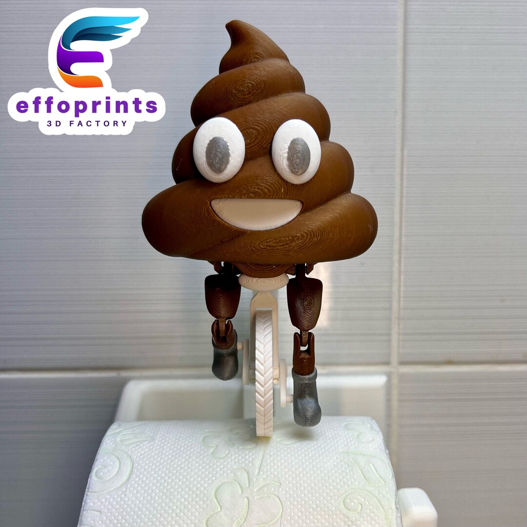 Poop Emoji Riding on Toilet Paper Hanger - Etsy