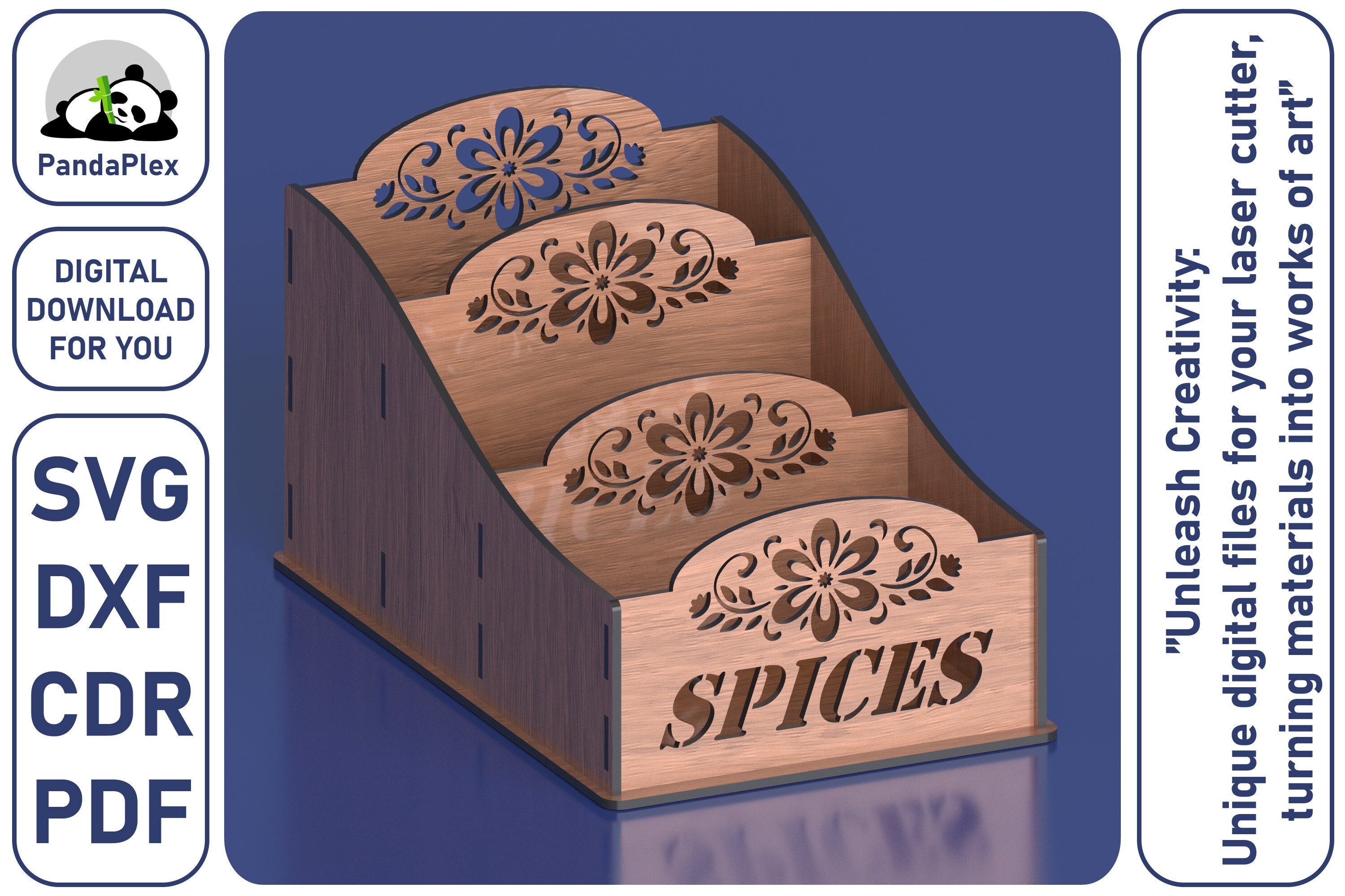 Spice Storage Box Laser Cut Files – SVG DXF Cdr Pdf, Cnc Vector ...