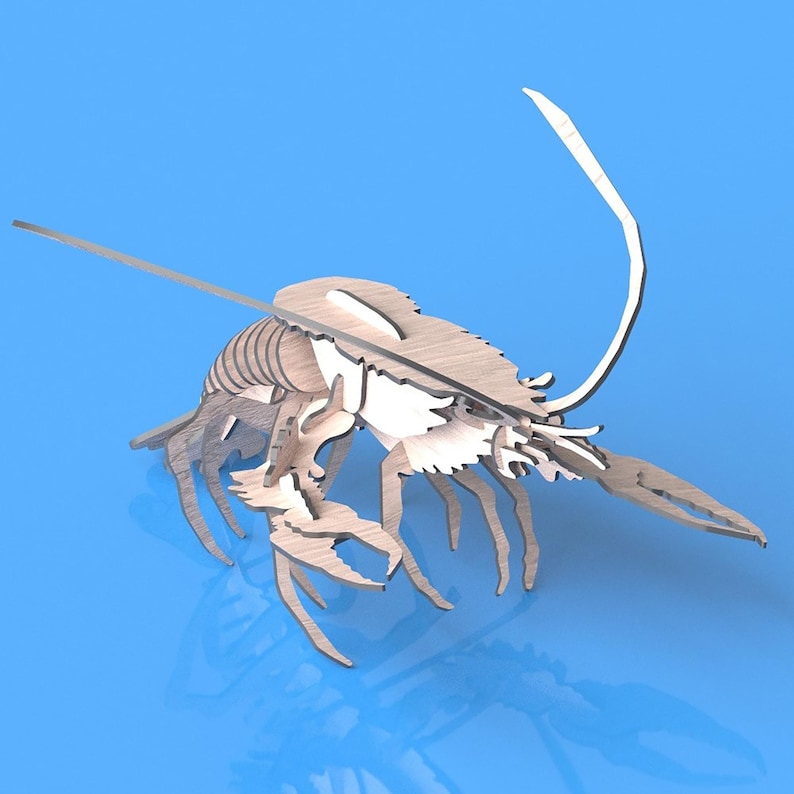 Lobster 3D Puzzle – Laser Cut File SVG DXF for CNC Glowforge | Wooden ...