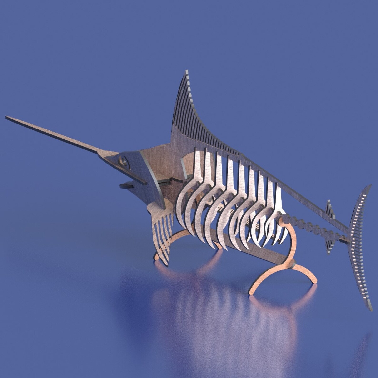 3D Fish Laser Cut, Wooden 3D Puzzle, Swordfish Svg Cutter Templates ...