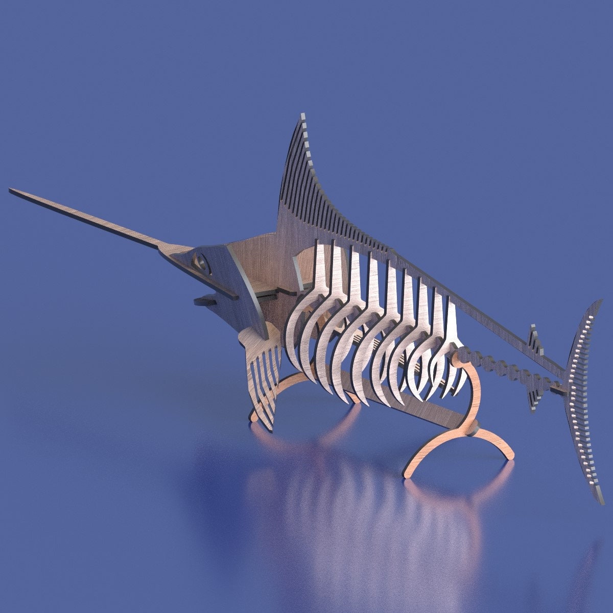 3D Fish Laser Cut, Wooden 3D Puzzle, Swordfish Svg Cutter Templates ...