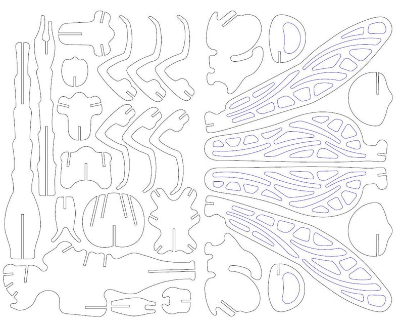 3D Dragonfly Laser Cut File, Vector Plan for CNC, Woodworking and Steel ...