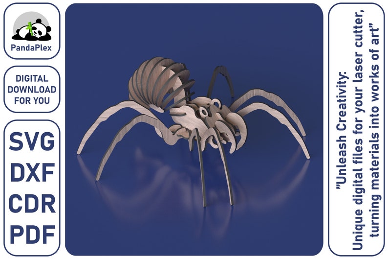 3D Spider Laser Cut Files, Black Widow Svg Dxf Cdr Pdf Vector Plans for ...