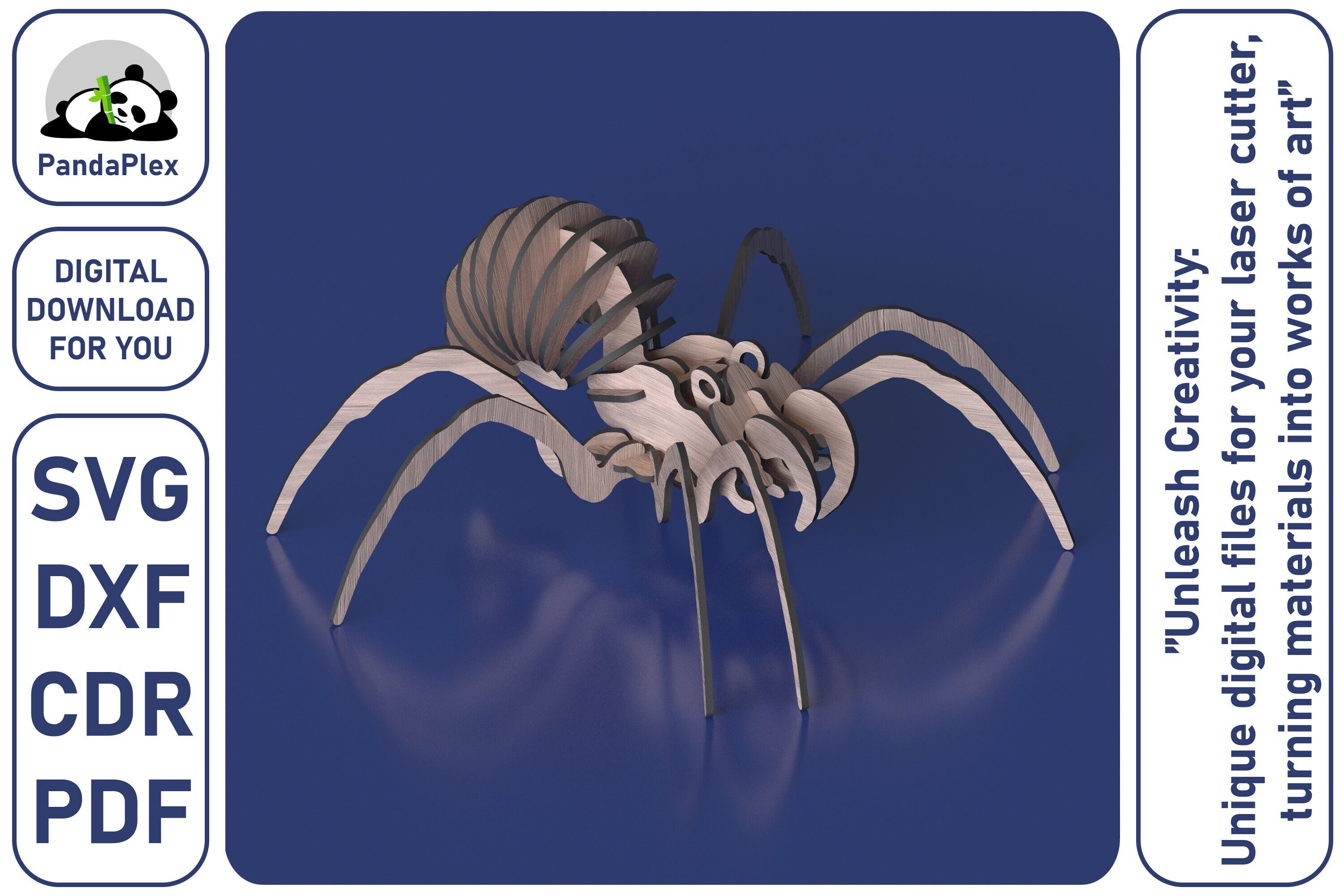 3D Spider Laser Cut Files, Black Widow Svg Dxf Cdr Pdf Vector Plans for ...