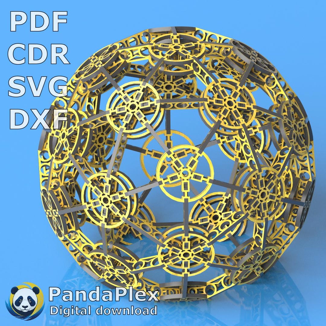 Sphere 3D Puzzle SVG Laser Cut File Engraving Template, Wooden Orb ...