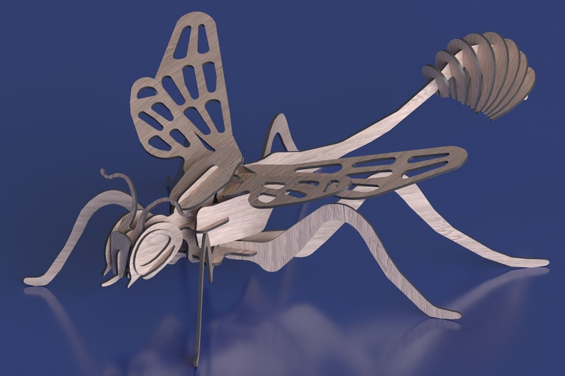 3D Wasp Laser Cut File, Vector Plan for CNC, Woodworking Pattern - Svg Dxf Cdr Pdf | 3d Puzzle ...