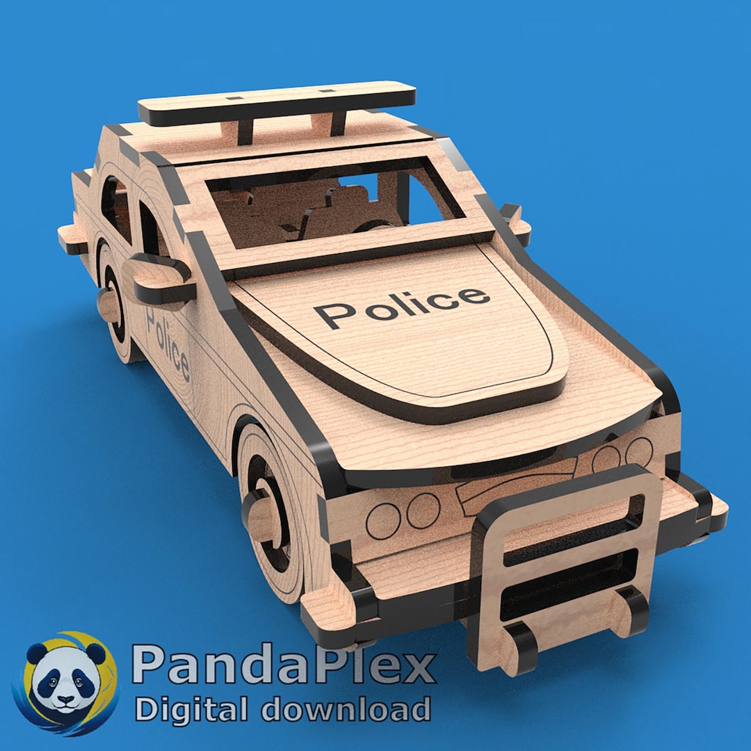 Police Car 3D Puzzle SVG – Laser Cut Files, DXF CDR Engraving Template ...