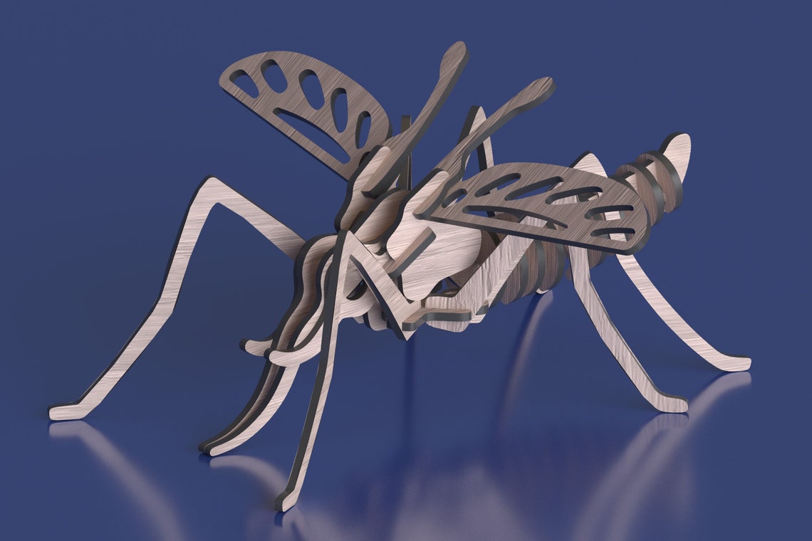 3D Mosquito Laser Cut File, 3D Puzzle Vector CNC Files, Wood and Steel ...